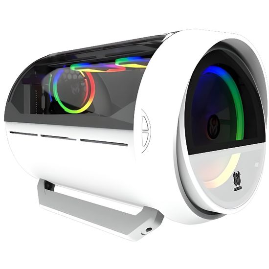 MRED - Boîtier PC Gamer M-ATX - Blanc RGB Warship - Cdiscount Informatique