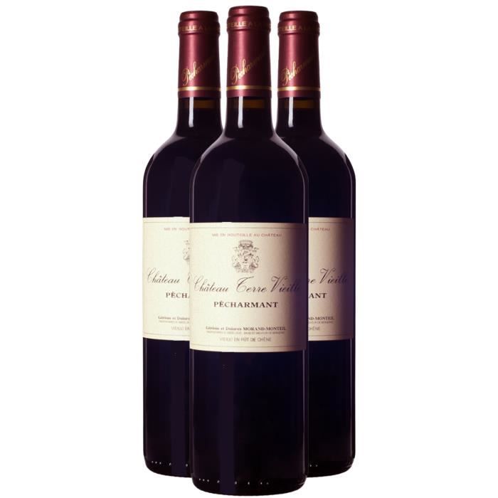 Pécharmant Rouge 2016 - Lot de 3x75cl - Château Terre Vieille - Vin AOC Rouge de Bordeaux ...