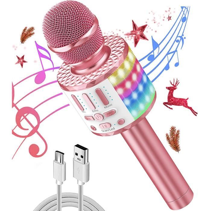 JAKNE-Microphone sans Fil Bluetooth Karaoké Micro Karaoke Enfant avec Lumières LED de Danse ...