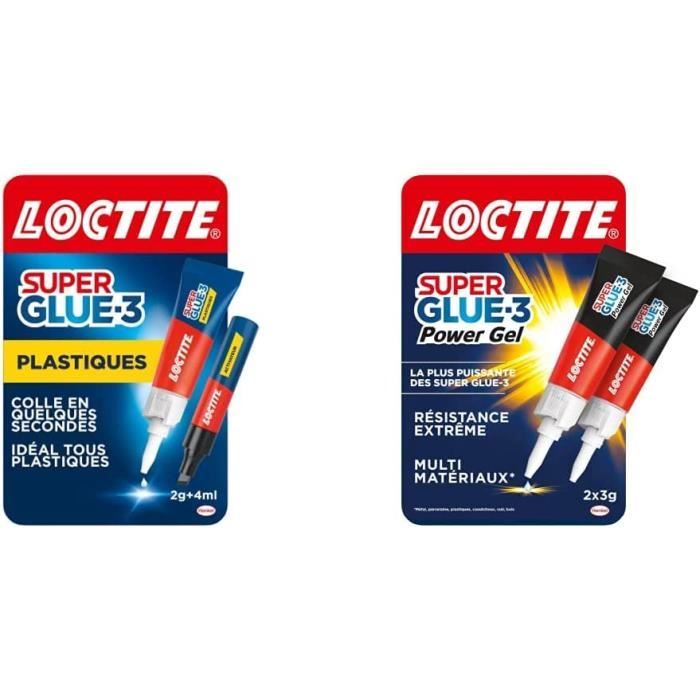 Super Glue-3 Spécial plastiques, colle forte, 4 ml & Super Glue-3 Power ...