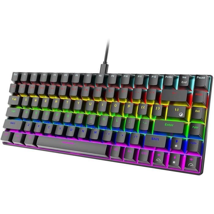 Clavier De Jeu Mécanique Vert-Rouge 84 Touches Usb Avec 15 Lumières Rvb ...