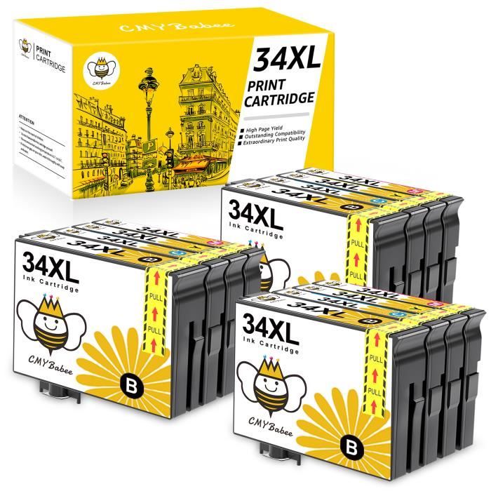 CMYBABEE 12 CARTOUCHEs d'encre 34XL Remplacer pour Epson 34 34 XL ...