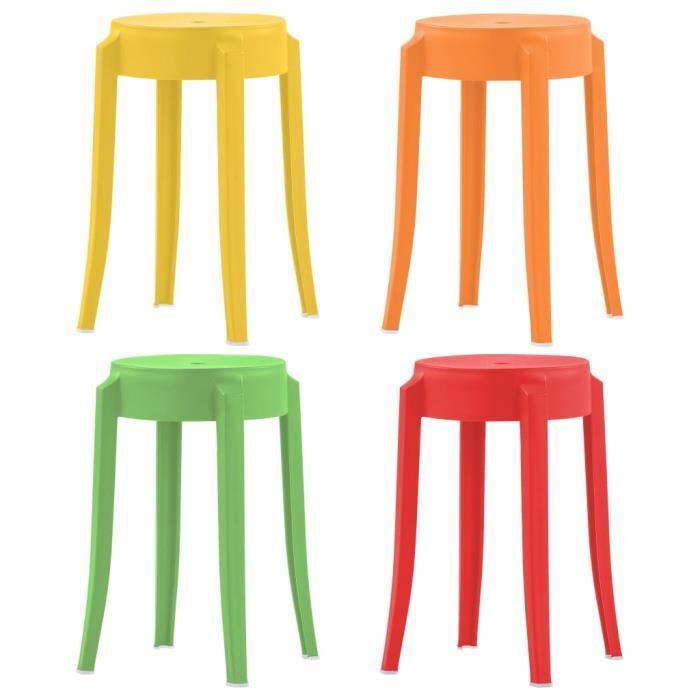 4 pcs Tabourets empilables Multicolore Plastique - Cdiscount Maison