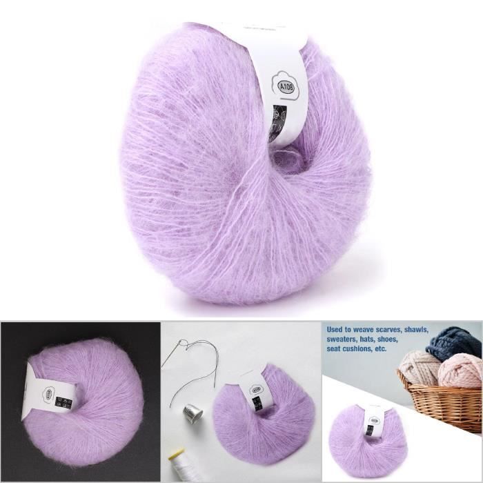 Mxzzand Fil de laine angora Tricot de Fil Long en Laine Mohair Doux d ...