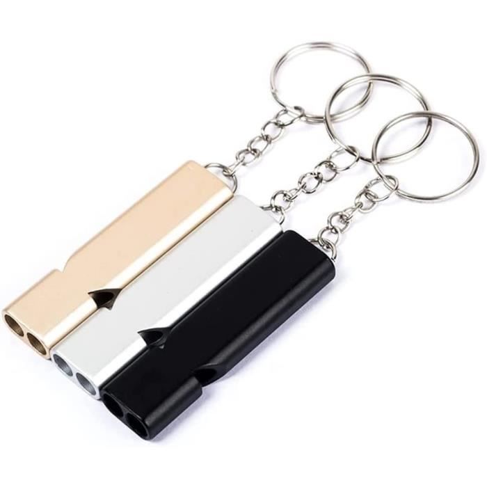 Sifflet, 3 Pcs Sifflet de Survie, Sifflet d'urgence, Double Tubes Métal ...