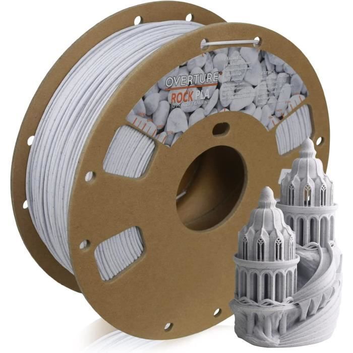OVERTURE Rock PLA Filament 1.75mm, Marbre PLA, Bobine de 1kg(2,2lbs ...