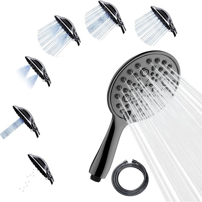 6-Function High Pressure Shower Head - 6" Wide Angle Handheld Shower ...
