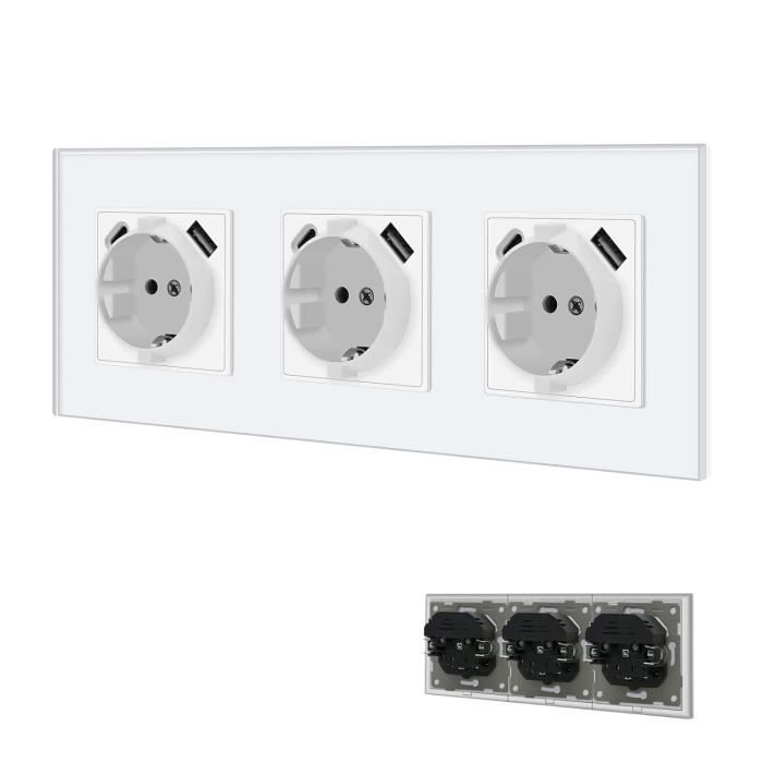 Prise Murale Avec Ports Usb (Type C Et Type A 2,1 A Total), Blanc ...