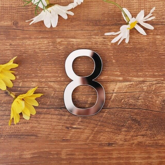 PLAQUE DE PORTE,8--Numéro de maison numérique miroir en acrylique ...