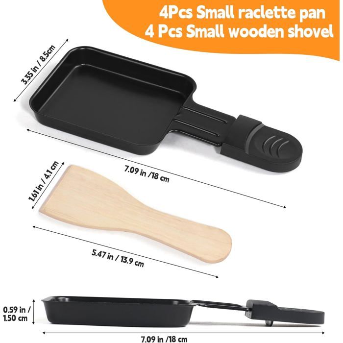 Poelon Raclette Carré Revêtement Antiadhésif 4Pcs Mini Raclette Set ...