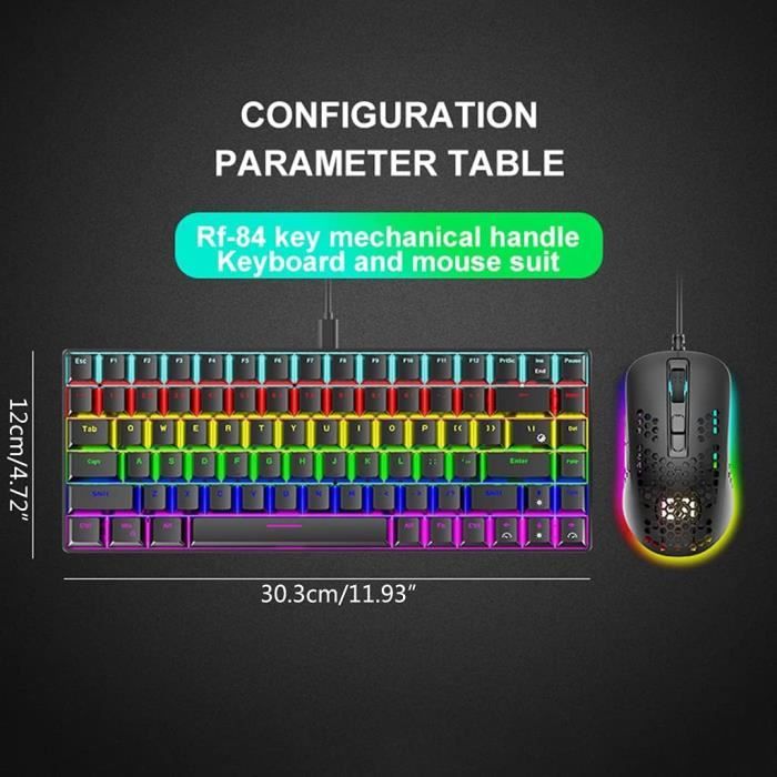 Clavier De Jeu Mécanique Vert-Rouge 84 Touches Usb Avec 15 Lumières Rvb ...