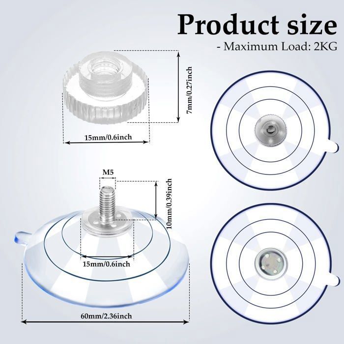 12 Grandes Ventouses en Plastique Anti-Collision Transparente en Caoutchouc Vis crou en Mtal ...