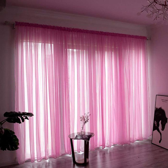 Rideaux Transparents De Couleur Unie Avec Passe-Tringle Pour Chambre À ...