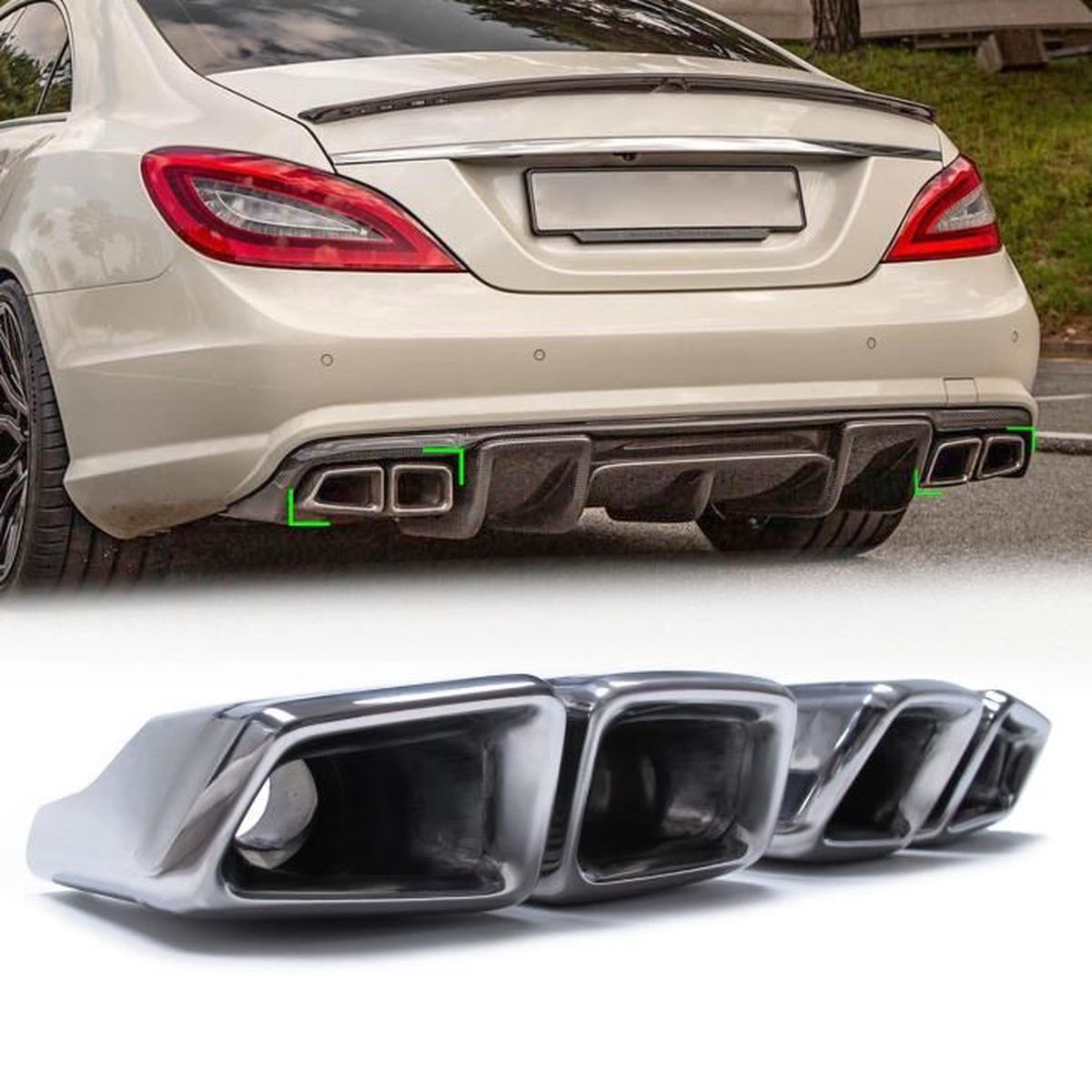 Embout tuyau pot d'échappement double acier inox pour Mercedes-Benz CLS ...
