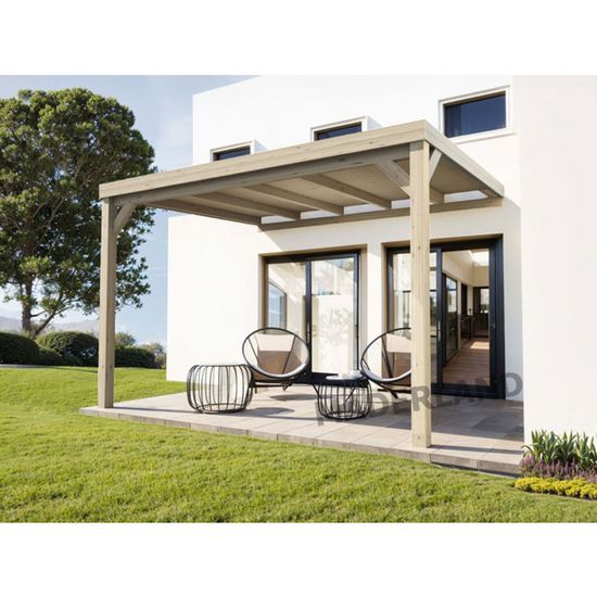 Pergola adossée en bois Reims 600 x 300 cm - Maderland - Cdiscount Jardin