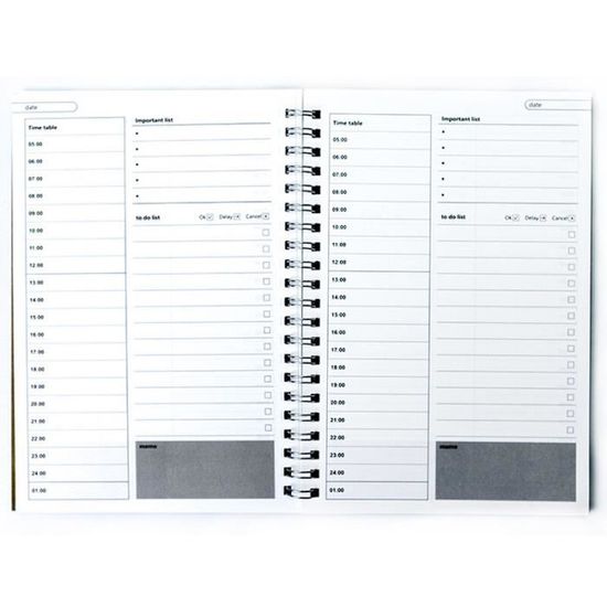 Agenda - Daily Plan - A5 - Hebdomadaire - Souple - Spirale - Cdiscount ...