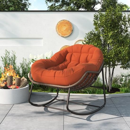 Fauteuil à Bascule d'extérieur - MISNODE - Orange - Rotin Moderne ...
