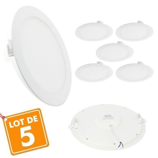 Lot de 5 Spots Encastrables LED Extra-Plat 18W (Blanc neutre 4000K) - Cdiscount Maison