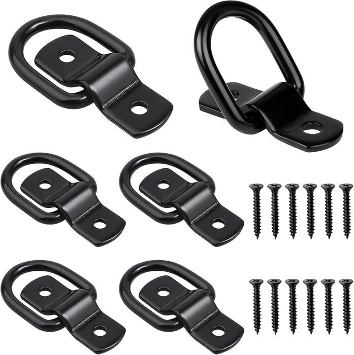 6 Anneau Arrimage Crochet Arrimage Anneaux en D Inoxydable Noir Anneau d'Arrimage Montage Anneau ...