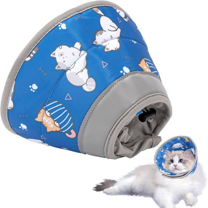Collier et cône de convalescence souples et réglables pour chats ...