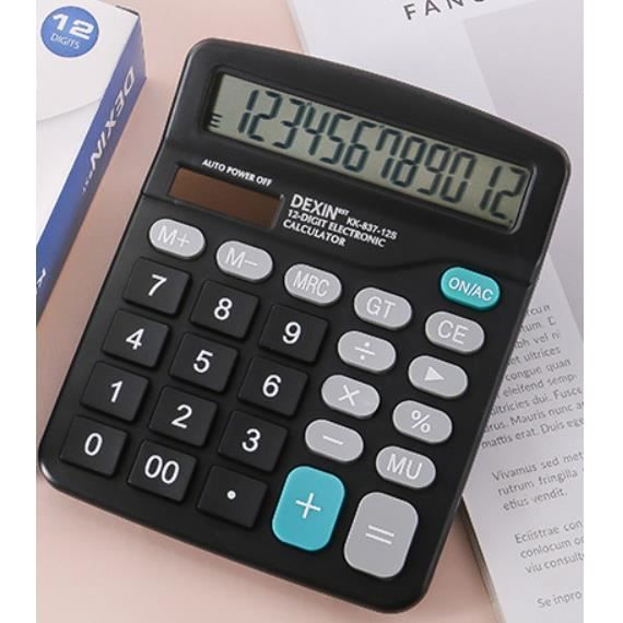 Calculette de Bureau Solaire Grand Écran LCD à 12 Chiffres, Mini ...