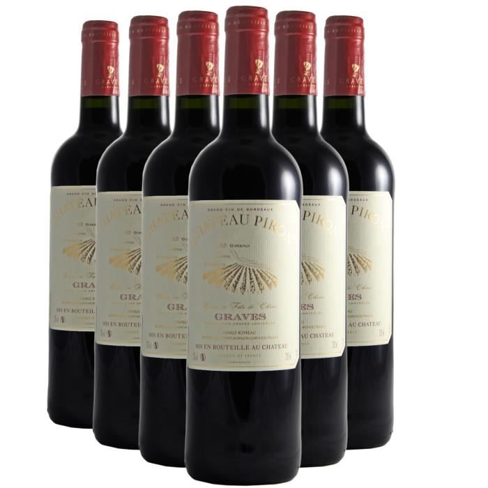 Château Piron Rouge 2019 - Lot de 6x75cl - Vin Rouge de Bordeaux ...