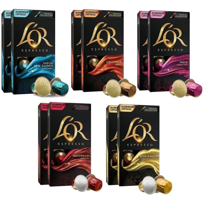 100 capsules assortiment de 5 variétés Origines - compatibles Nespresso ...