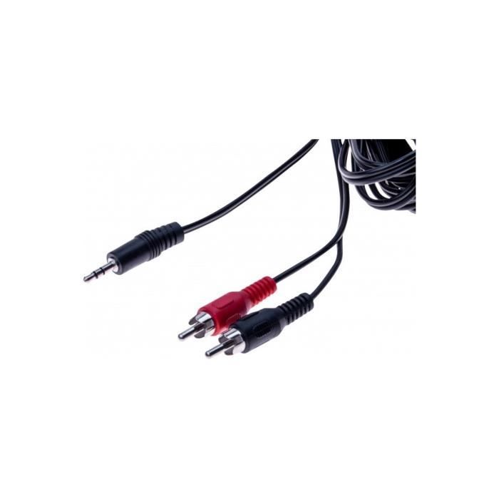 Cordon Jack 3.5 mm stéreo vers 2 x RCA Mâle stéreo noir de 5 mètres ...