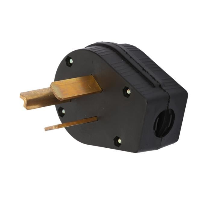 Fiche à trois trous Fiche industrielle noire NEMA 10-30P US Type à trois trous 30A 125V-250V ...