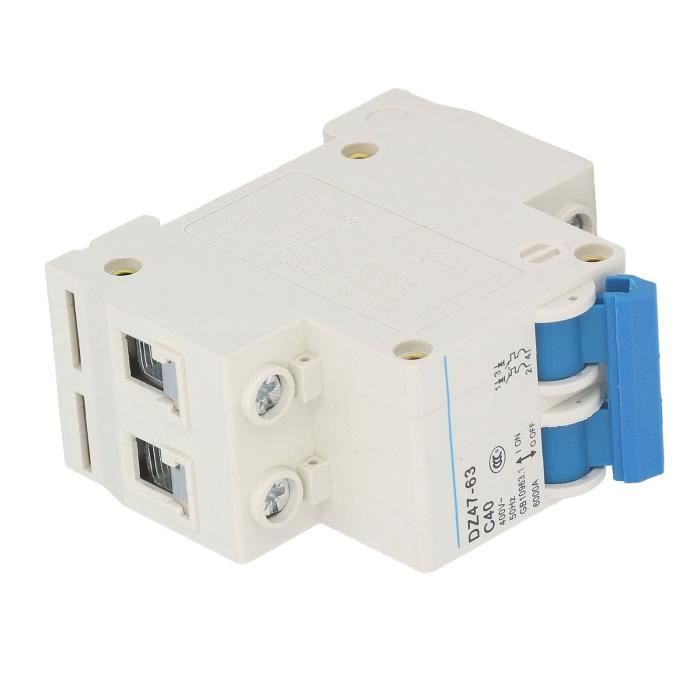 GOTOTOP Disjoncteur 2P Disjoncteur miniature 2P Montage sur rail DIN Commutateur pneumatique ...