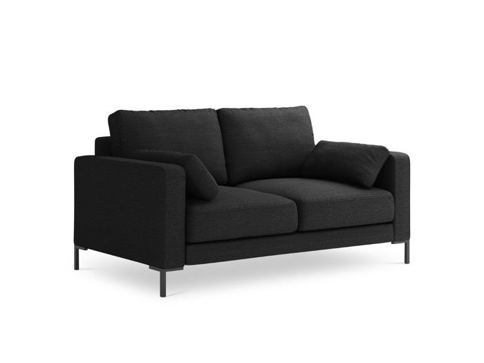 Micadoni Home - JADE - Canapé 2 places en tissu structuré noir ...