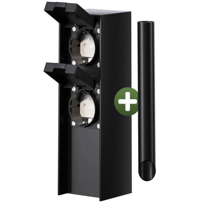 2x Prise de jardin IP44 piquet métal prise extérieure étanche colonne d ...