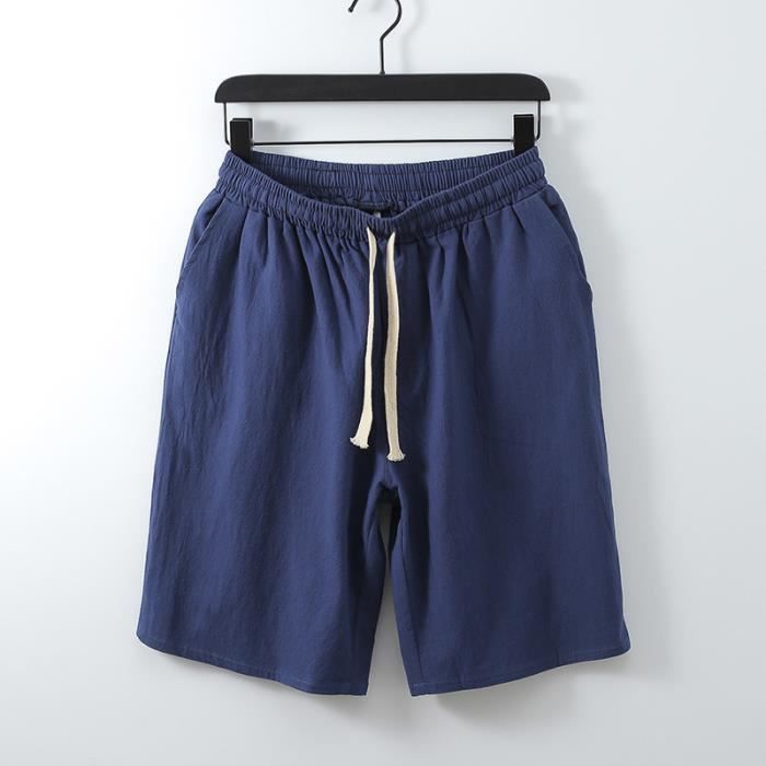 Short,Grand short extensible en lin pour homme, vêtement de sport ...