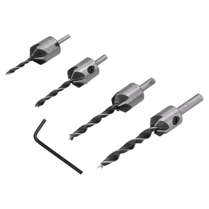 Qiilu foret fraisé en acier au carbone 4 pièces foret à fraiser 5 ...