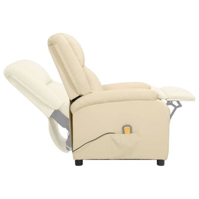 ABB Fauteuil de massage inclinable Crème Cuir véritable - Qqmora ...