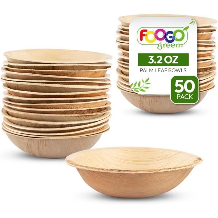 25 Mini Bols Jetables En Feuilles De Palmier Rondes De 10 Cm (4 Pouces ...