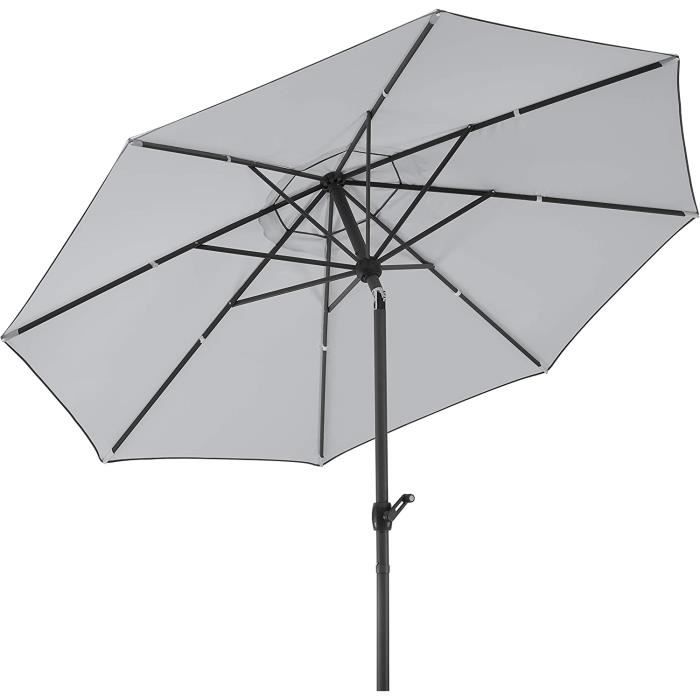 Schneider - Parasol Adria de 300 cm de diametre, gris argente ...