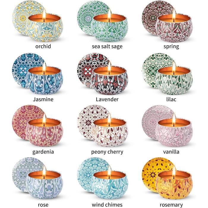 12 Pièces Bougies Parfumée, Bougie Parfumées Cadeau, Bougies Parfumées ...