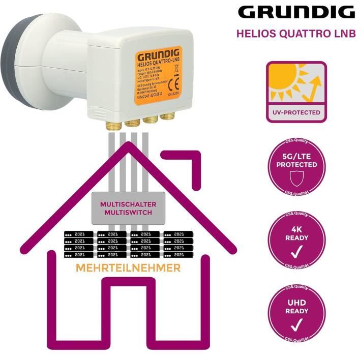 LNB Quattro - GSS - Helios - Protection UV - Résistant aux intempéries ...