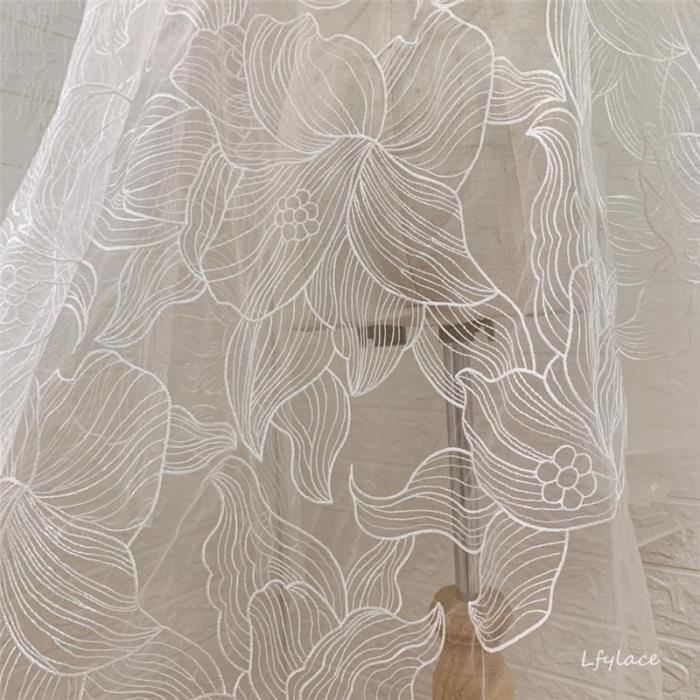 Tissus,Tulle-filet Unique en dentelle blanc cassé, dentelle, tissu à ...