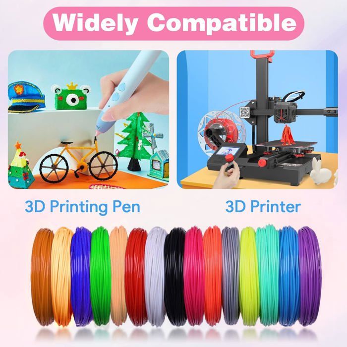 Filament Pla 3D, recharge 3D 1,75 mm, filament 3D 5M 20 couleurs chacun ...