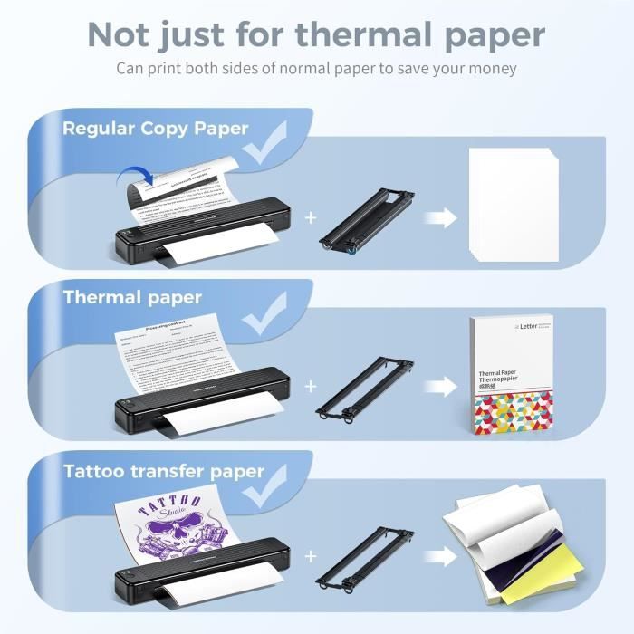 Imprimante Portable 300 Dpi-Mini Imprimante Portable Prise En Charge Du ...