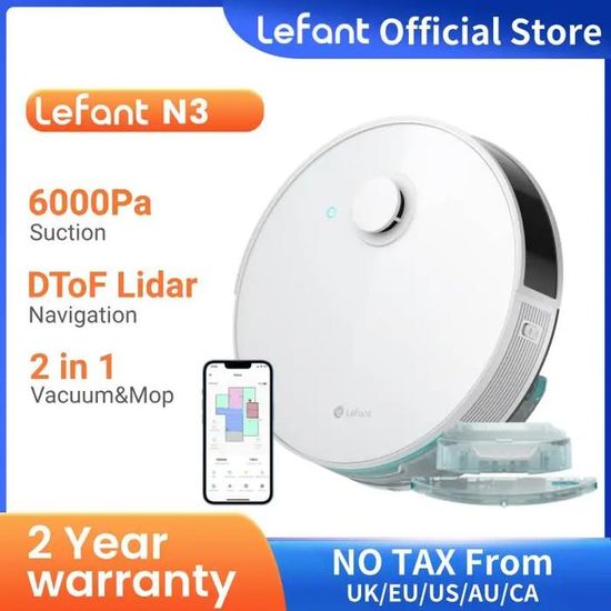 Lefant N3 Robot Vacuum, 4000pa Aspiration Power, Smart Lidar Navigation ...