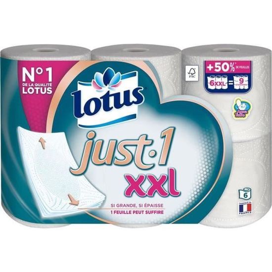 LOT DE 2 - LOTUS - XXL Just.1 - Papier toilette 5 épaisseurs Blanc ...