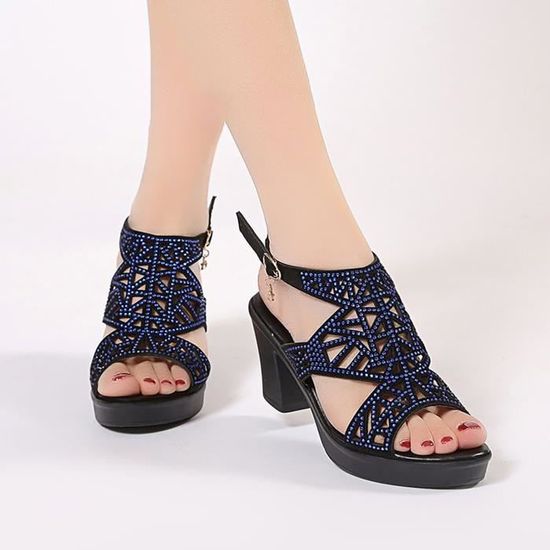 Femmes Dames Mode Sandales À Talons Hauts Confortable Bout Rond ...