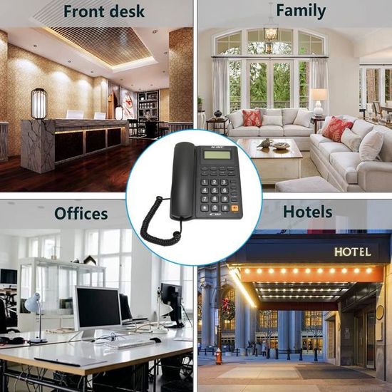 Téléphone fixe filaire avec affichage d'identification d'appelant et numérotation rapide Noir ...