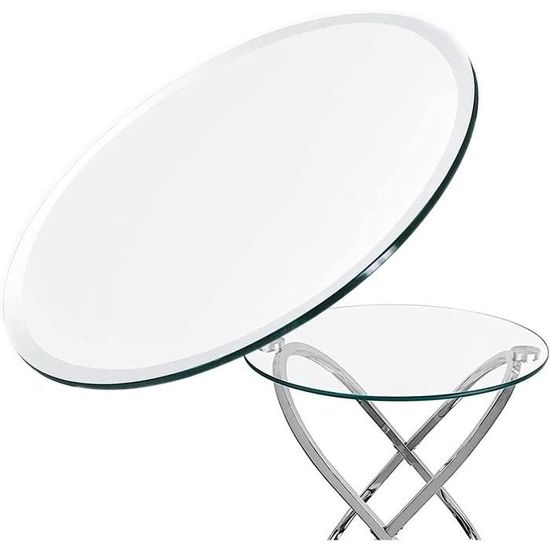 Plateau En Verre Rond TRAHOO - 80x60cm - 9mm - Pour Tables Basses ...