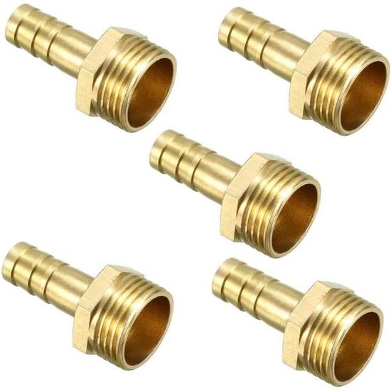 5Pcs Raccord Cannelé Tuyau En Laiton 8Mm Barbelé X 3-8 Pt Mâle Adaptateur Connecteur[g2833 ...