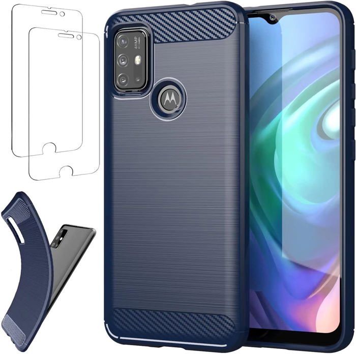 Coque Compatible Moto G10 Etui Cover Housse 2X Verre Trempé Fibre de ...