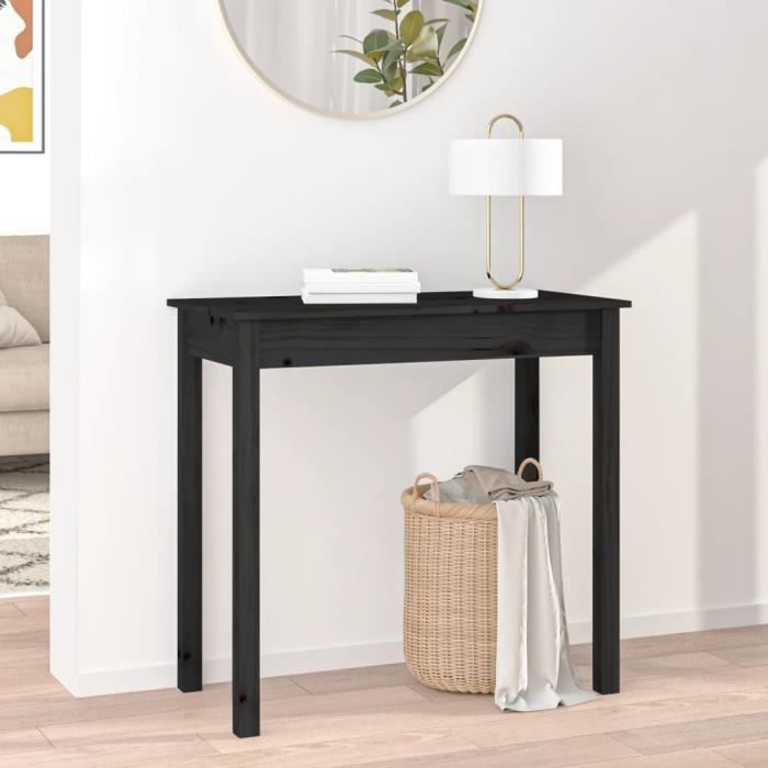 Akozon Table console Noir 80x40x75 cm Bois massif de pin ...